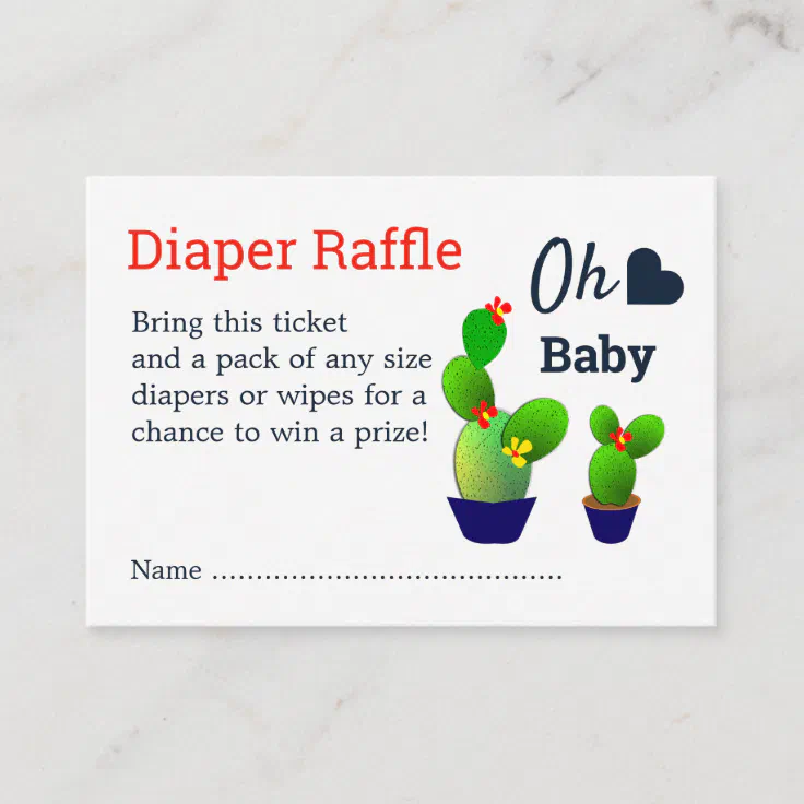 Oh Baby Succulent Cactus Cute Shower Diaper Raffle Enclosure Card | Zazzle