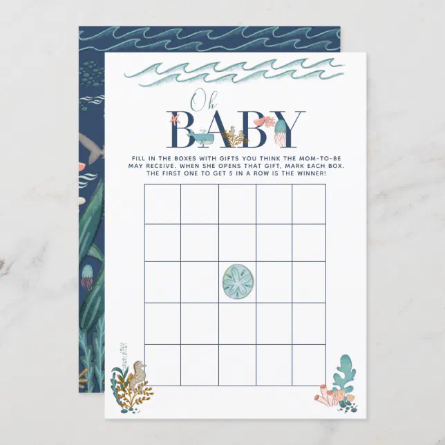 Oh Baby Under the Sea Baby Shower Bingo Game Invitation | Zazzle