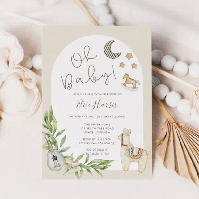 Oh Baby Vintage Toys Gender Neutral Baby Shower Invitation | Zazzle