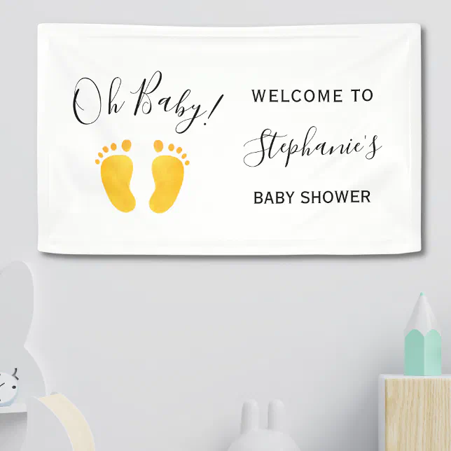 Oh Baby Yellow Welcome Baby Shower Banner | Zazzle