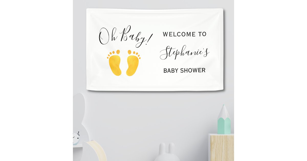 Oh Baby Yellow Welcome Baby Shower Banner | Zazzle