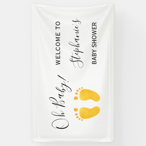Oh Baby Yellow Welcome Baby Shower Banner | Zazzle