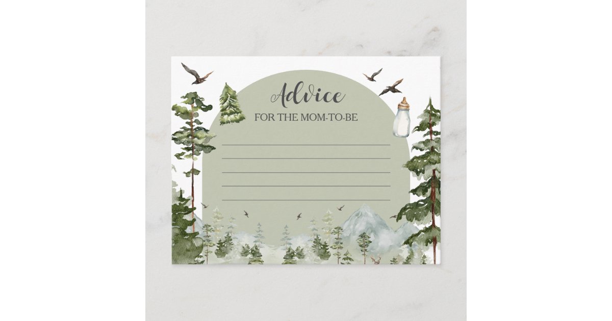 Oh Boy Adventure Pine Forest Advice For Mom Enclosure Card | Zazzle