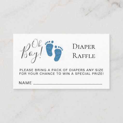Oh Boy Baby Feet Diaper Raffle Baby Shower Enclosure Card | Zazzle