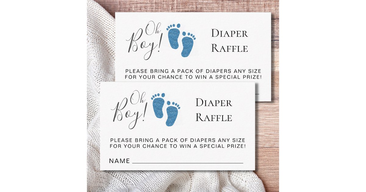 Oh Boy Baby Feet Diaper Raffle Baby Shower Enclosure Card | Zazzle