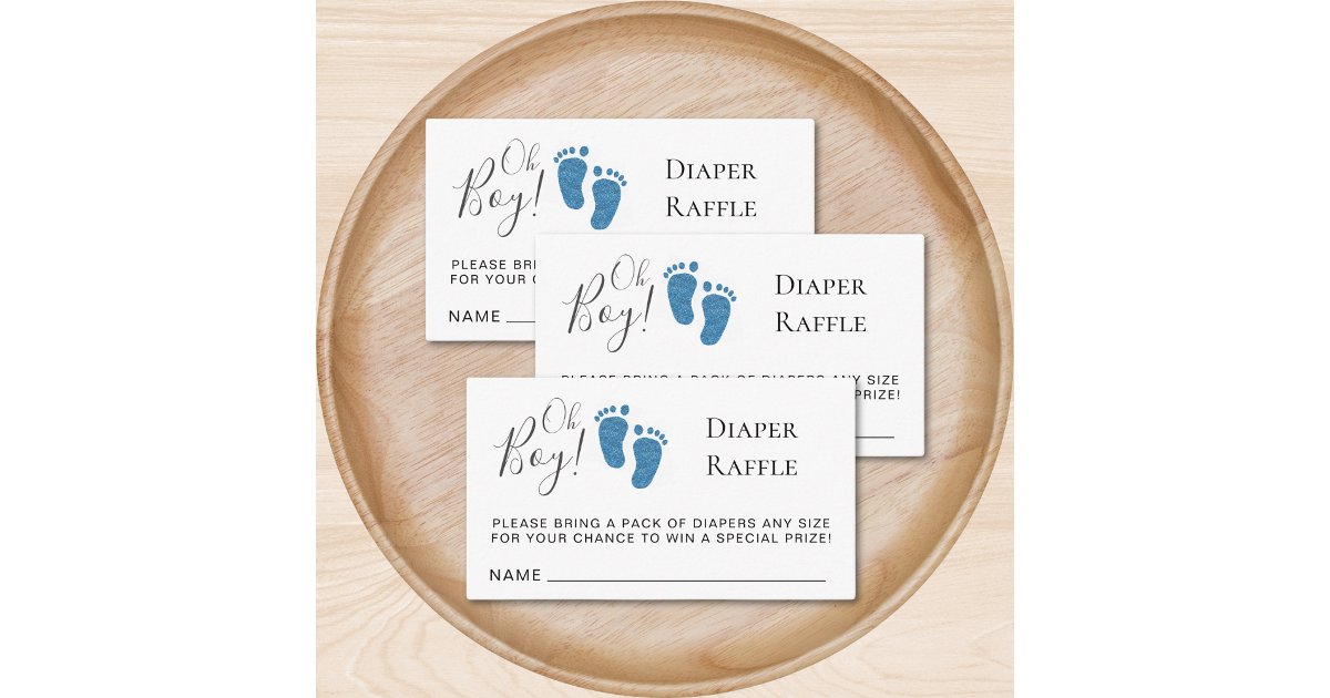 Oh Boy Baby Feet Diaper Raffle Baby Shower Enclosure Card | Zazzle