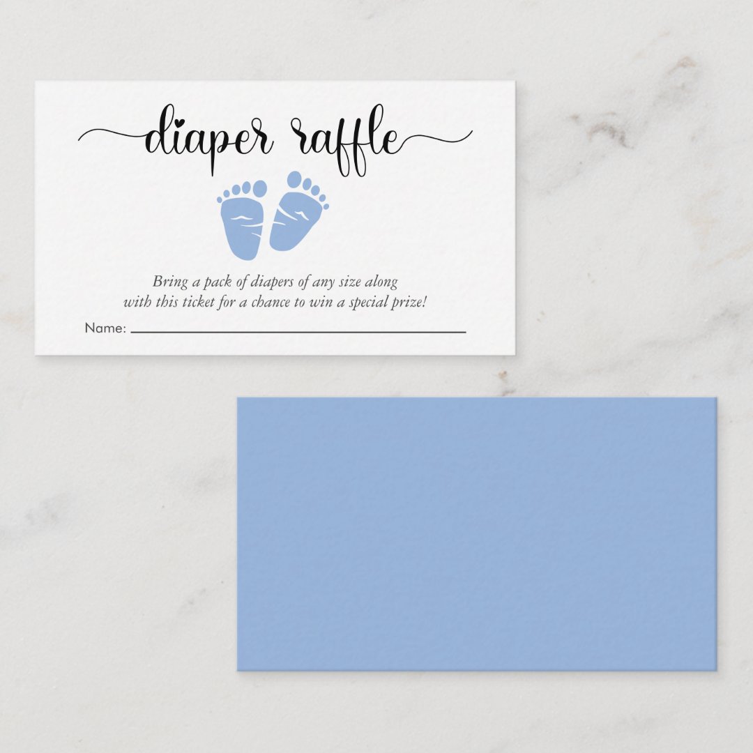 Oh Boy Baby Feet Diaper Raffle Baby Shower Enclosure Card | Zazzle