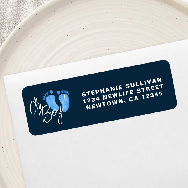 Oh Boy Baby Shower Return Address Label | Zazzle