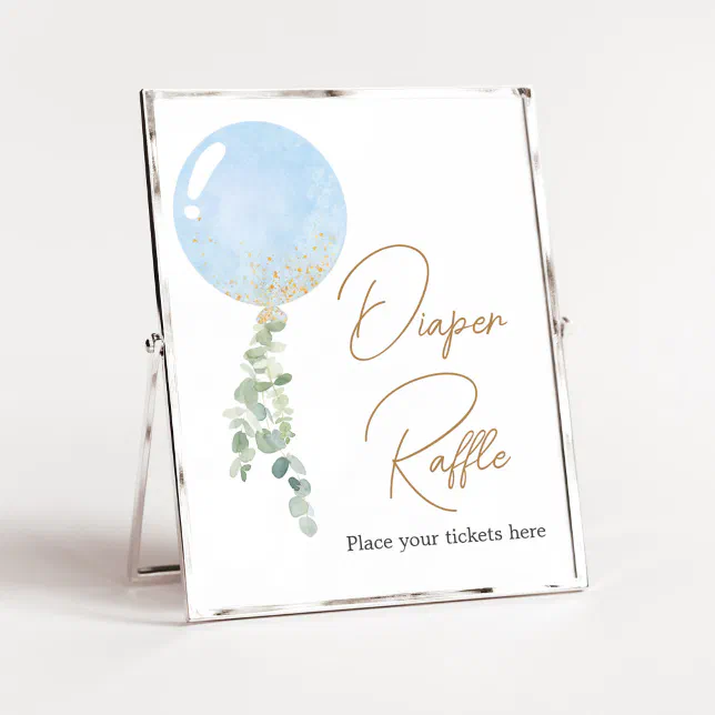 Oh Boy Balloon Baby Shower Diaper Raffle Poster | Zazzle