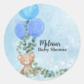 Oh Boy Blue Balloon Eucalyptus Cupcake Topper Classic Round Sticker ...
