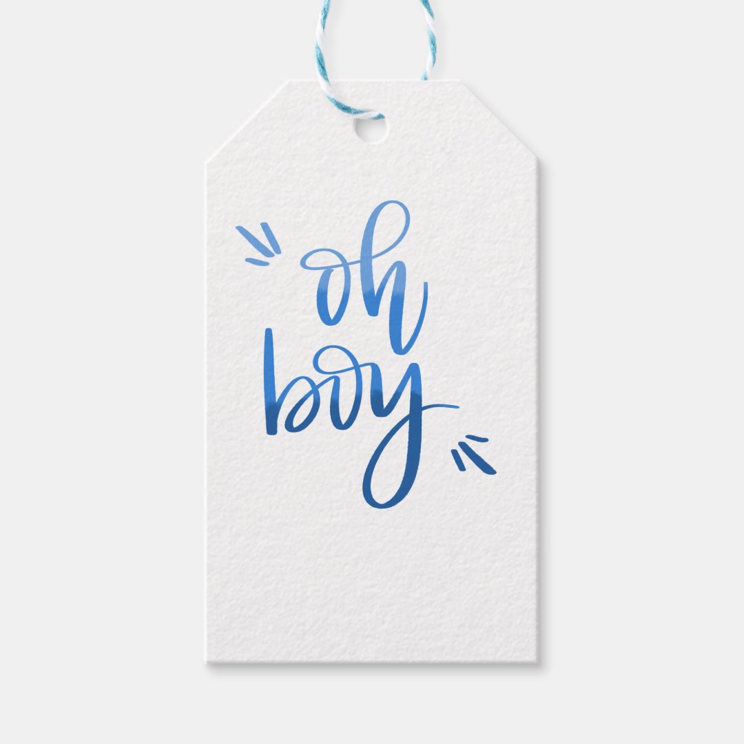 Oh Boy - Calligraphy Gift Tag | Zazzle