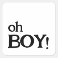 Oh Boy Fun Minimalistic Baby Shower Square Sticker | Zazzle