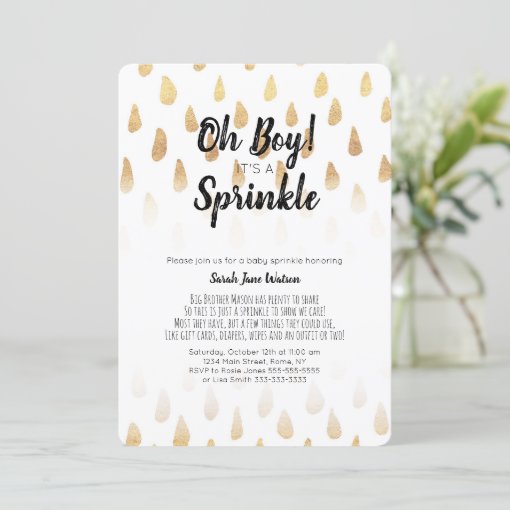 Oh Boy It's A Sprinkle Baby Shower Invitation | Zazzle