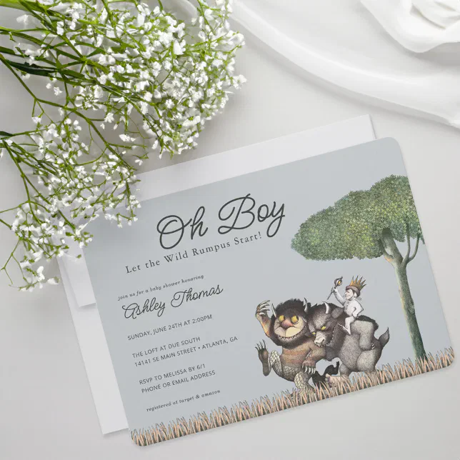 Oh Boy! Let the Wild Rumpus Start | Baby Shower Invitation | Zazzle