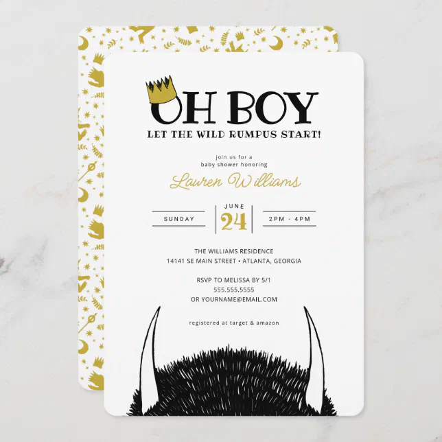 Oh Boy | Let the Wild Rumpus Start Baby Shower Invitation | Zazzle