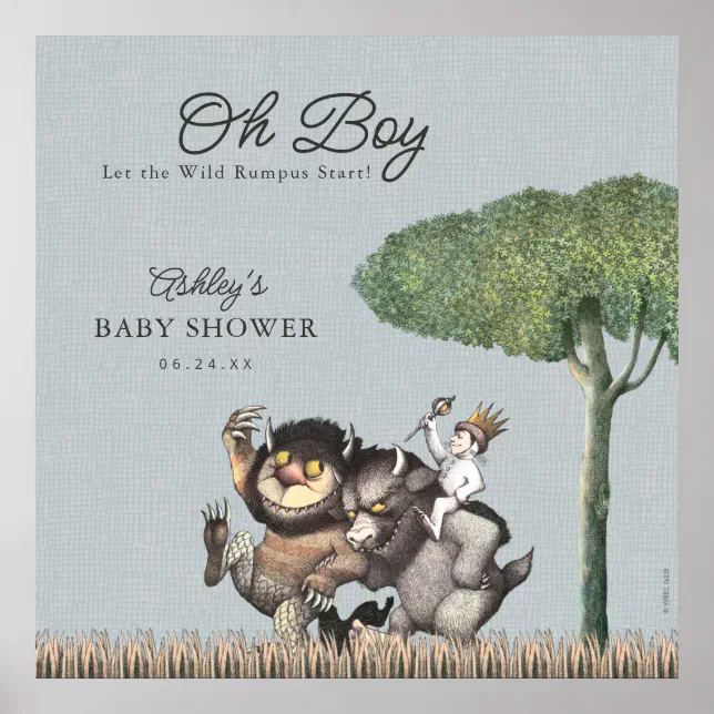 Oh Boy! Let the Wild Rumpus Start | Baby Shower Poster | Zazzle