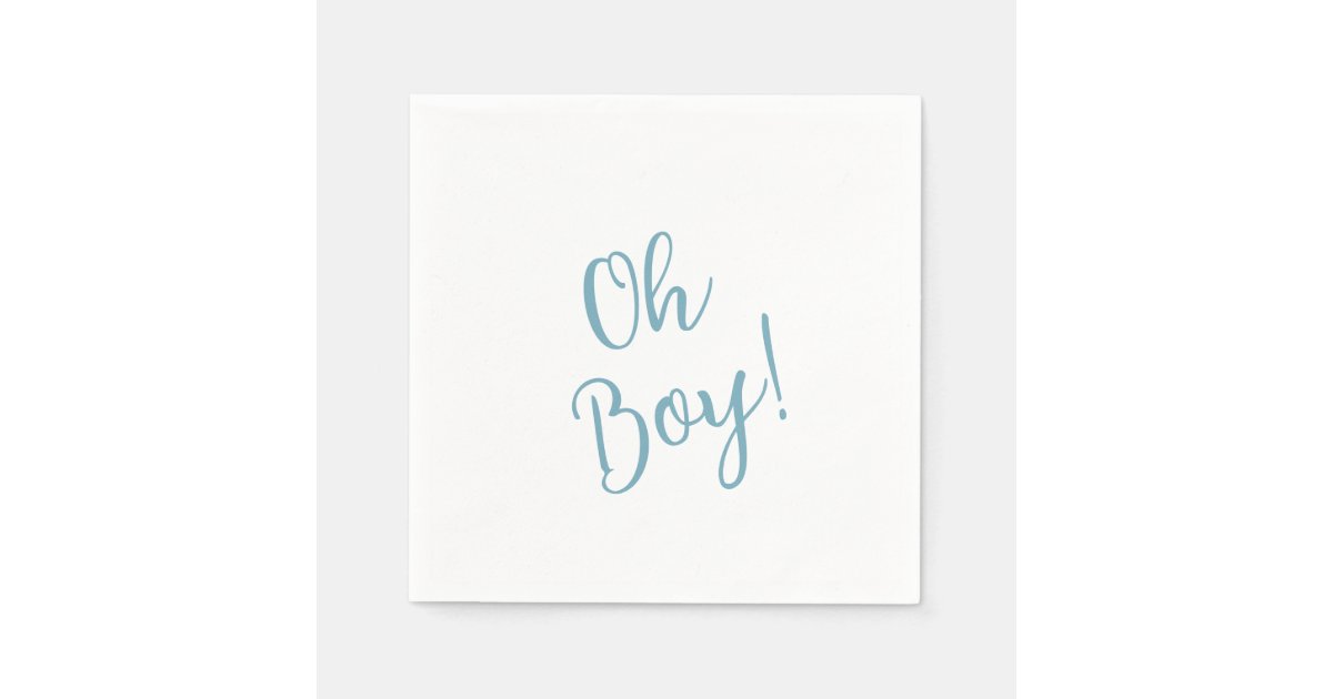 Oh Boy Modern Cute Blue Boy Baby Shower Napkins | Zazzle