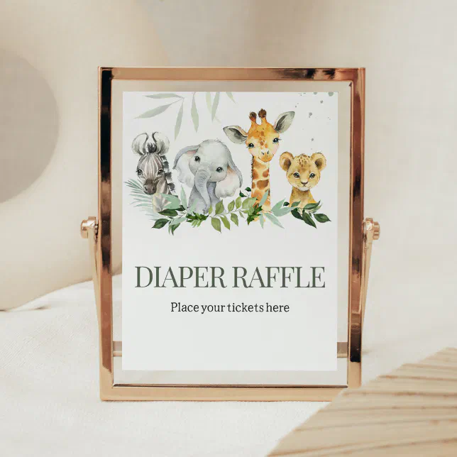 Oh Boy Safari Baby Shower Diaper Raffle Poster | Zazzle