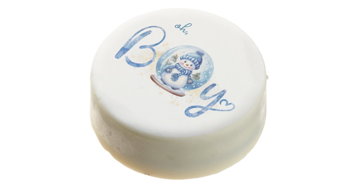 Oh Boy Winter Theme Baby Shower Chocolate Covered Oreo | Zazzle