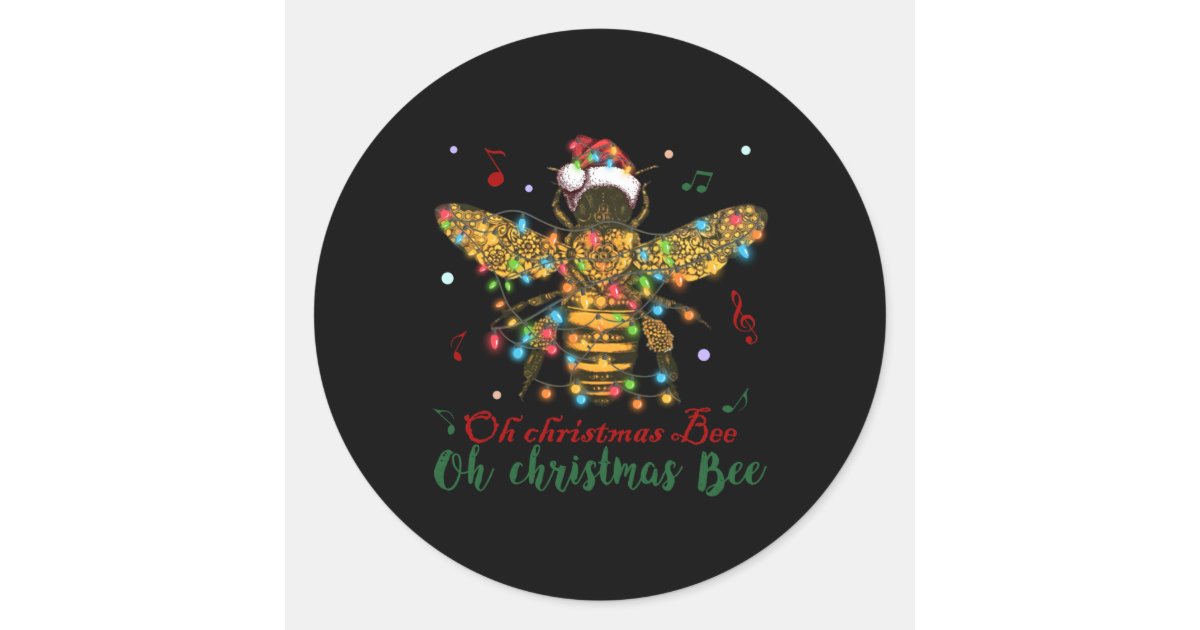 Oh Christmas Bee | Oh Christmas Bee Classic Round Sticker | Zazzle