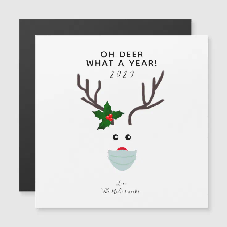 Oh Deer 2020 Christmas Reindeer Wearing Face Mask | Zazzle