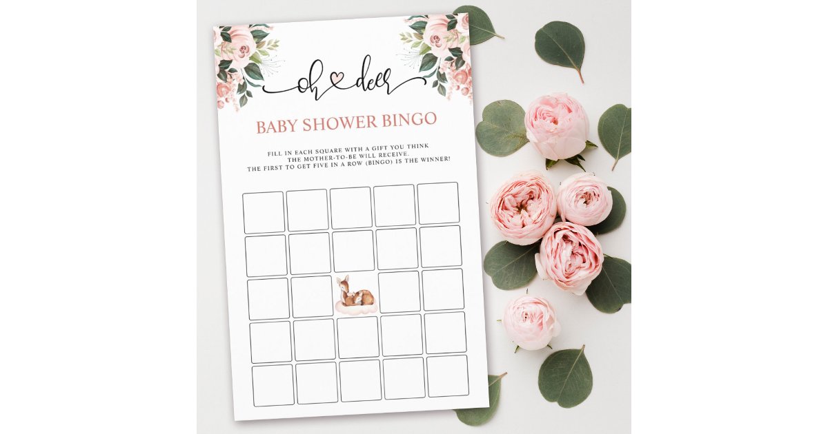 Oh Deer Baby Shower Bingo Shower Games | Zazzle