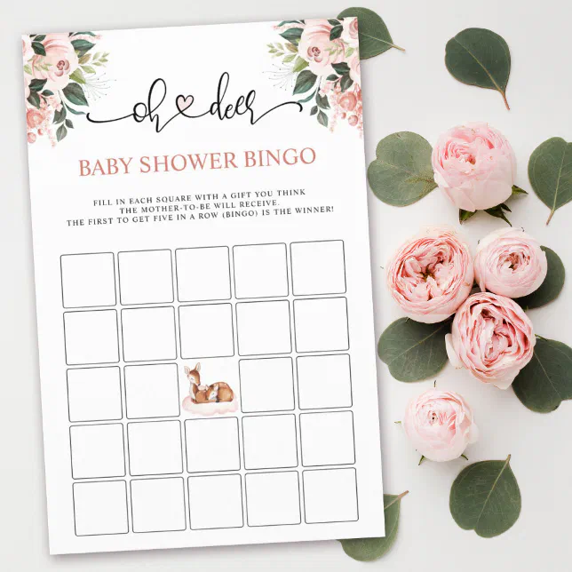 Oh Deer Baby Shower Bingo Shower Games | Zazzle