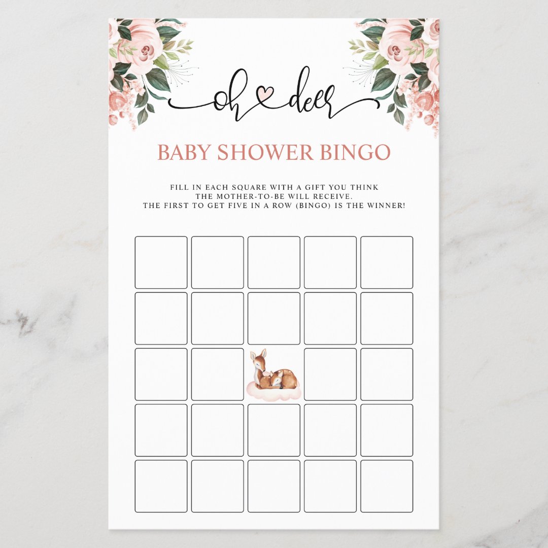 Oh Deer Baby Shower Bingo Shower Games | Zazzle
