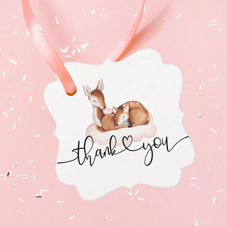Oh Deer Baby Shower Watercolor Floral Thank You Favor Tags | Zazzle