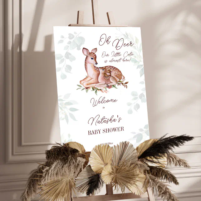 Oh deer baby shower welcome sign | Zazzle