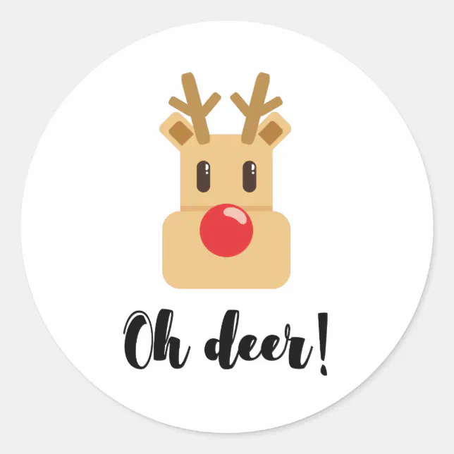Oh Deer Christmas Classic Round Sticker | Zazzle