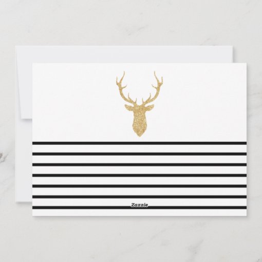 Oh Deer Christmas is Here Faux Gold Glitter Deer Holiday Card | Zazzle