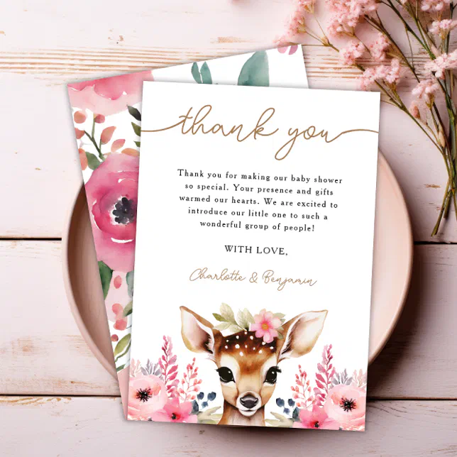 Oh Deer Cute Baby Shower Thank You Card | Zazzle