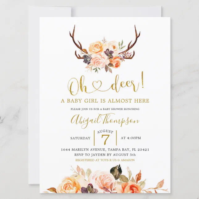 Oh Deer Fall Baby Shower Invitation | Zazzle