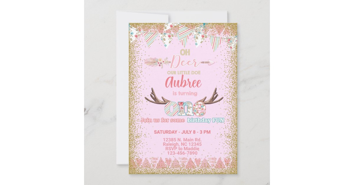 Oh deer girl birthday invitation, little doe. invitation | Zazzle