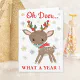 Oh Deer What A Year Reindeer With Mask Christmas Holiday Card | Zazzle