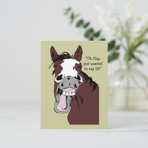 Oh hay just wanted to say Hi Horse Cartoon Postcard | Zazzle Oh hay just wanted to say Hi Horse Cartoon Postcard | Zazzle