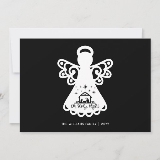 Oh Holy Night Angel Photo Black White Christmas | Zazzle