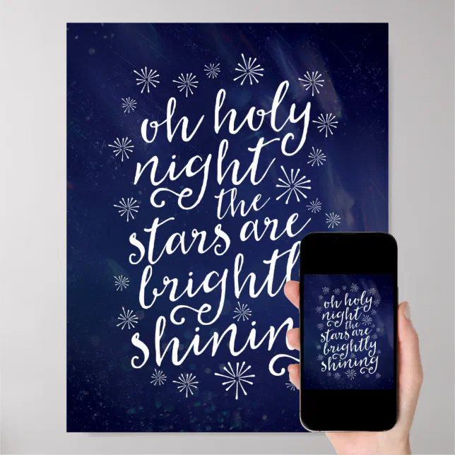 Oh Holy night watercolor Christmas print poster | Zazzle