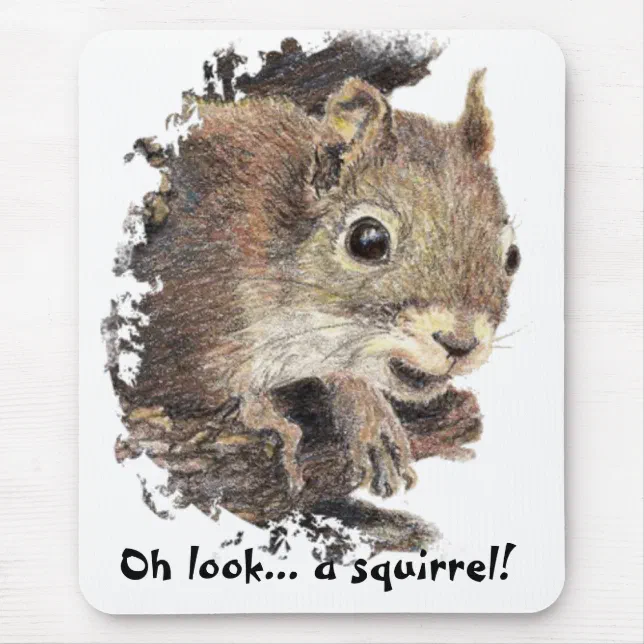 Oh look... a squirrel! Attention Humor Mouse Pad | Zazzle