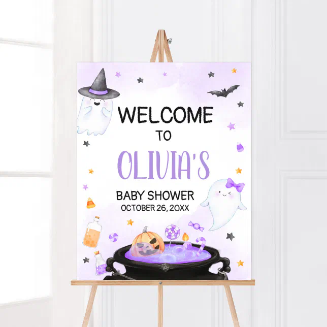 Oh Sheet Boo-y Halloween Baby Shower Welcome Poster | Zazzle