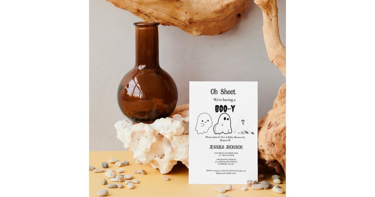 Oh Sheet we having a boo-y halloween baby shower Invitation | Zazzle