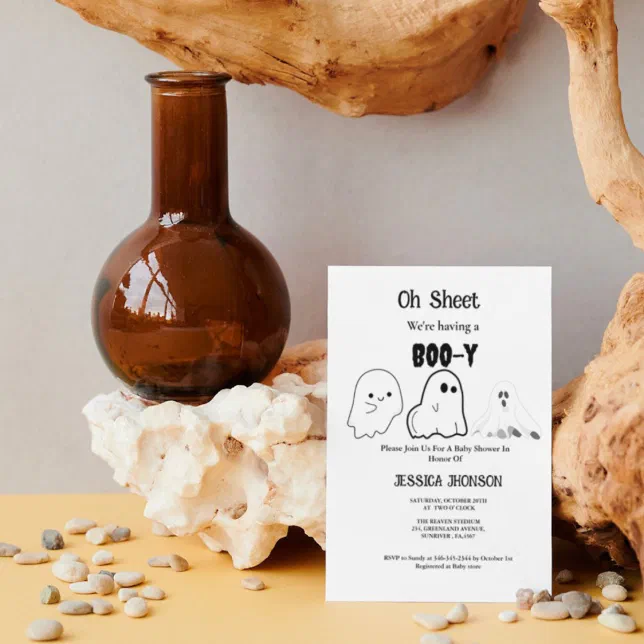 Oh Sheet we having a boo-y halloween baby shower Invitation | Zazzle