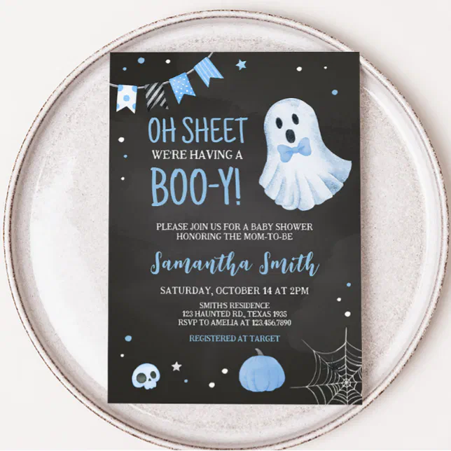 Oh Sheet We're Having A Boo-y Baby Shower Invitation | Zazzle