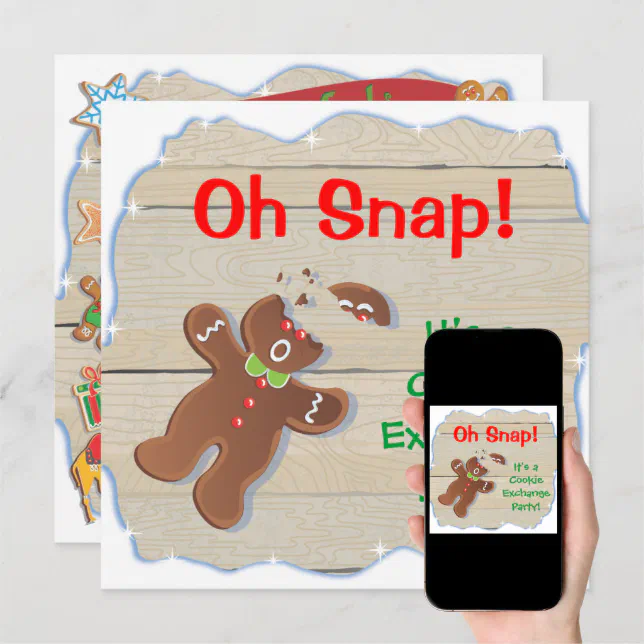 Oh Snap Christmas Cookie Exchange Party Invitation | Zazzle