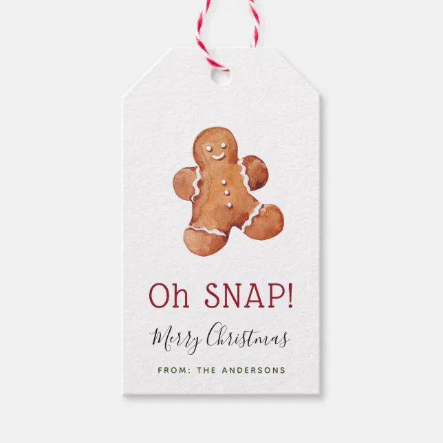 Oh Snap Christmas Gingerbread Man Gift Tag | Zazzle