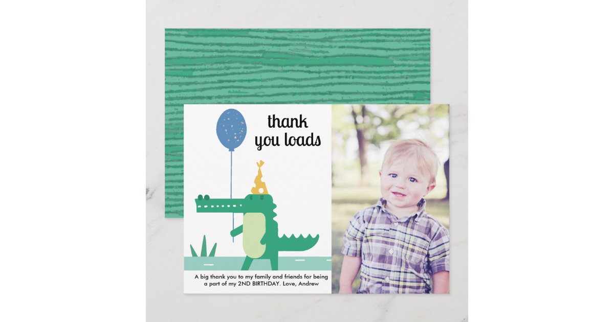 Oh Snap Cute Alligator Kids Birthday Thank You Card | Zazzle