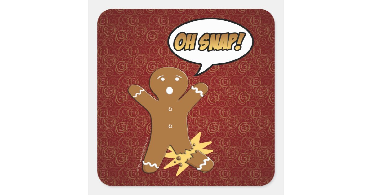 Oh Snap Funny Christmas Gingerbread Man Broken Leg Square Sticker | Zazzle