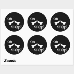 Oh Snap Funny Radiology Broken Bone Classic Round Sticker | Zazzle