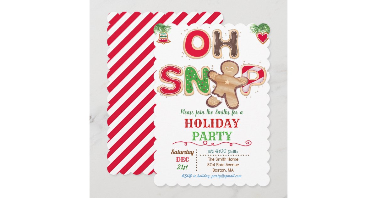 Oh Snap Gingerbread Man Holiday Party Invitation | Zazzle